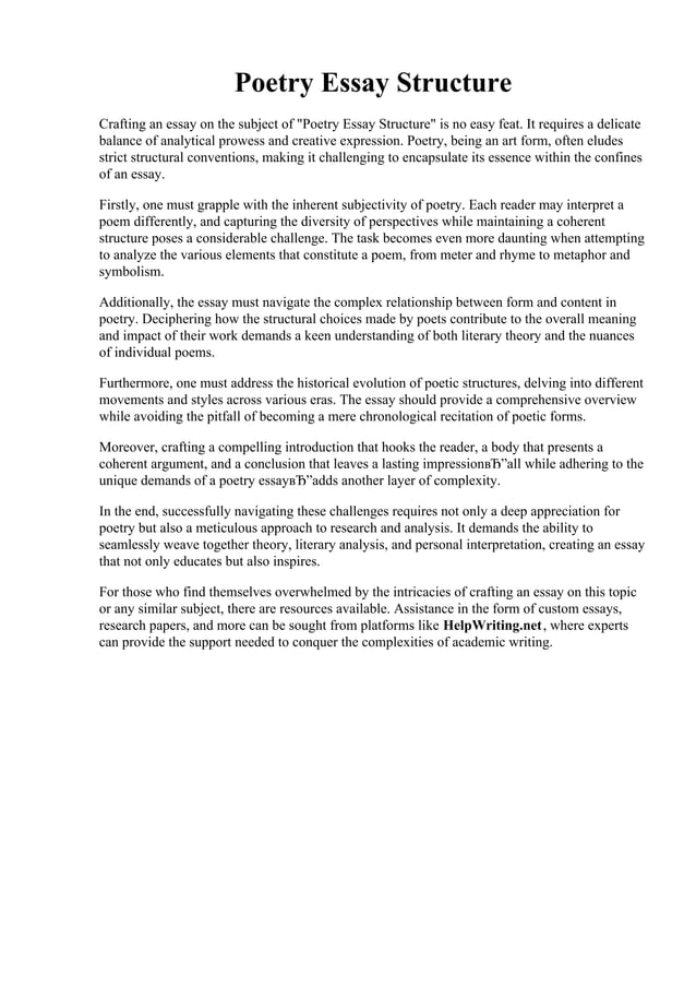 Poetry Essay Structure. Poetic Structure Teaching poetry, High school ...