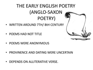 English poetry/Poetry evolution in England | PPT