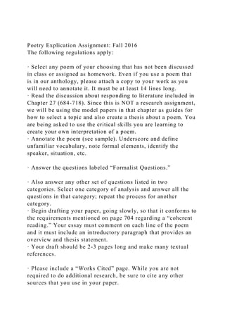 Poetry Explication Assignment Fall 2016The following regulation.docx ...