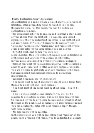 Poetry Explication Essay AssignmentAn explication is a complete.docx ...