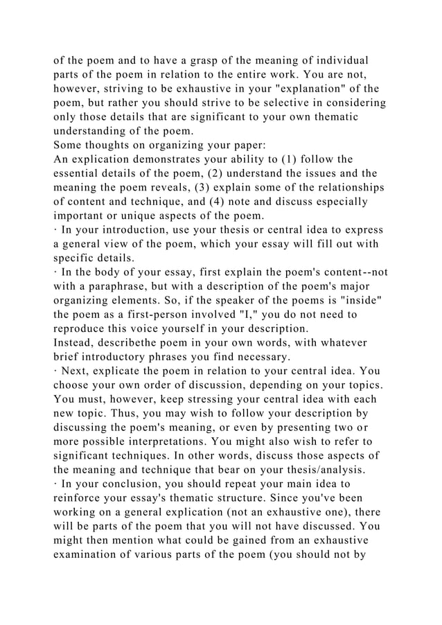 Poetry Explication Essay AssignmentAn explication is a complete.docx ...
