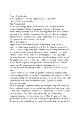 Poetry ExplicationWorld Literature Poetry Explication Assignment.docx ...