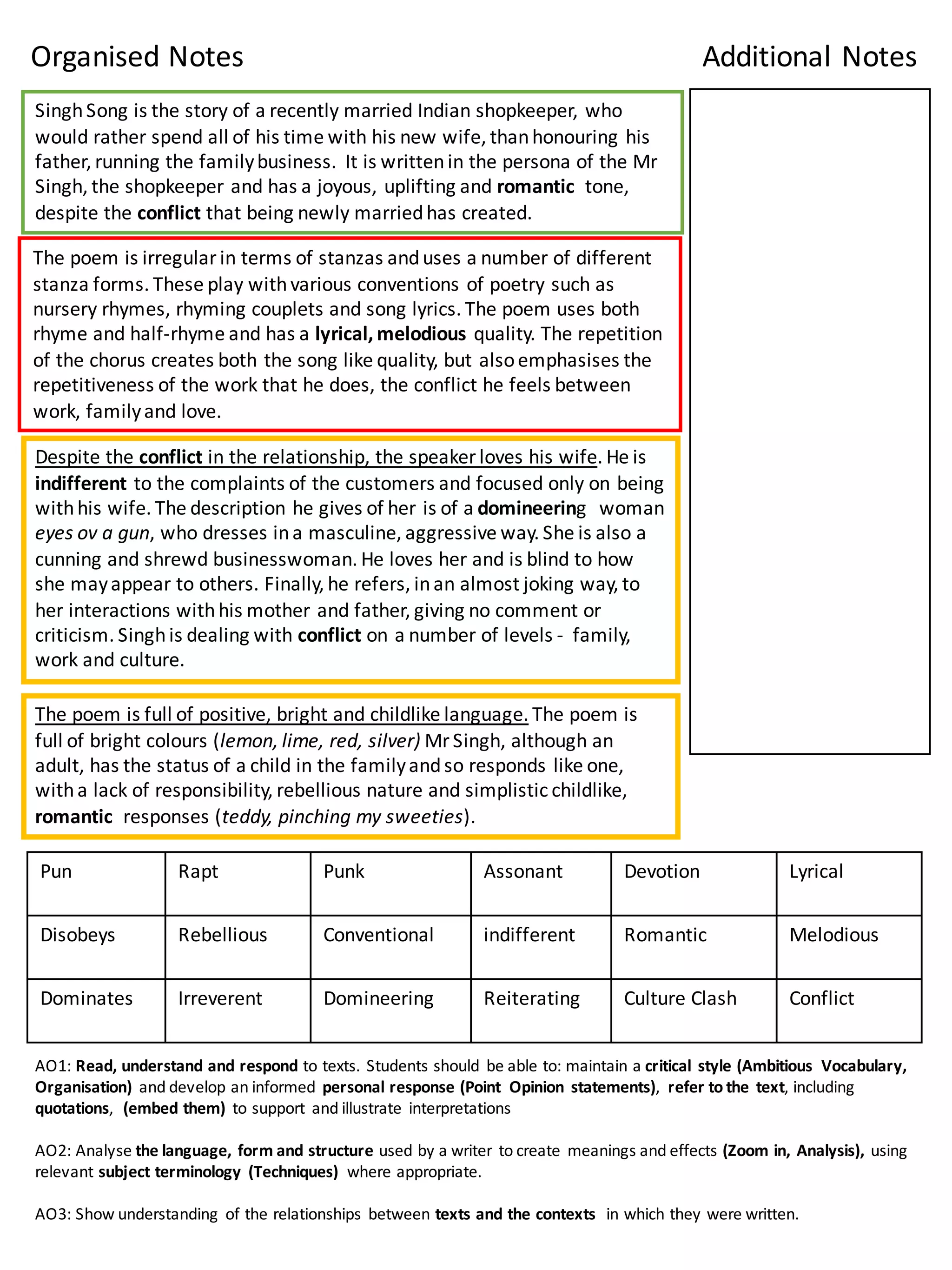 AQA Poetry Guide Love and Relationships Cluster | PDF