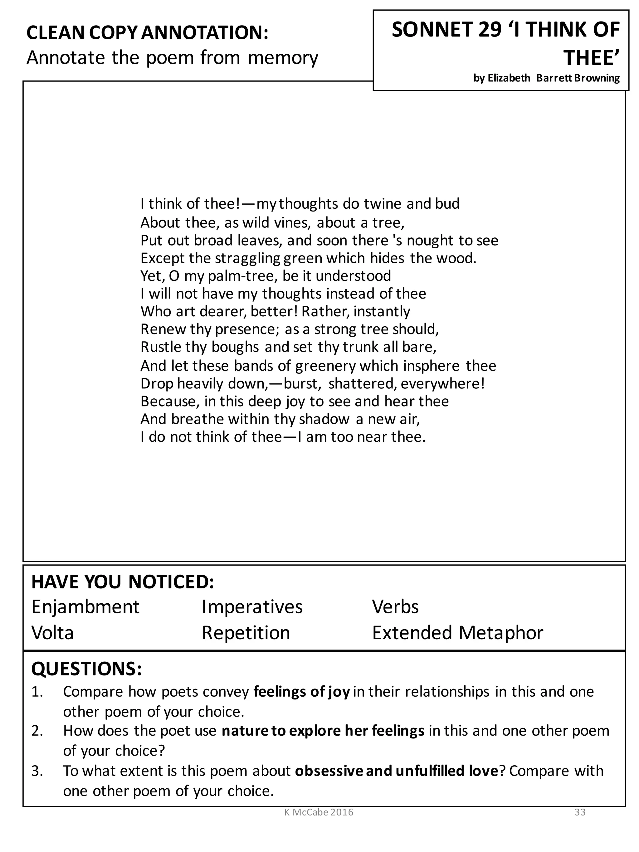 AQA Poetry Guide Love and Relationships Cluster | PDF