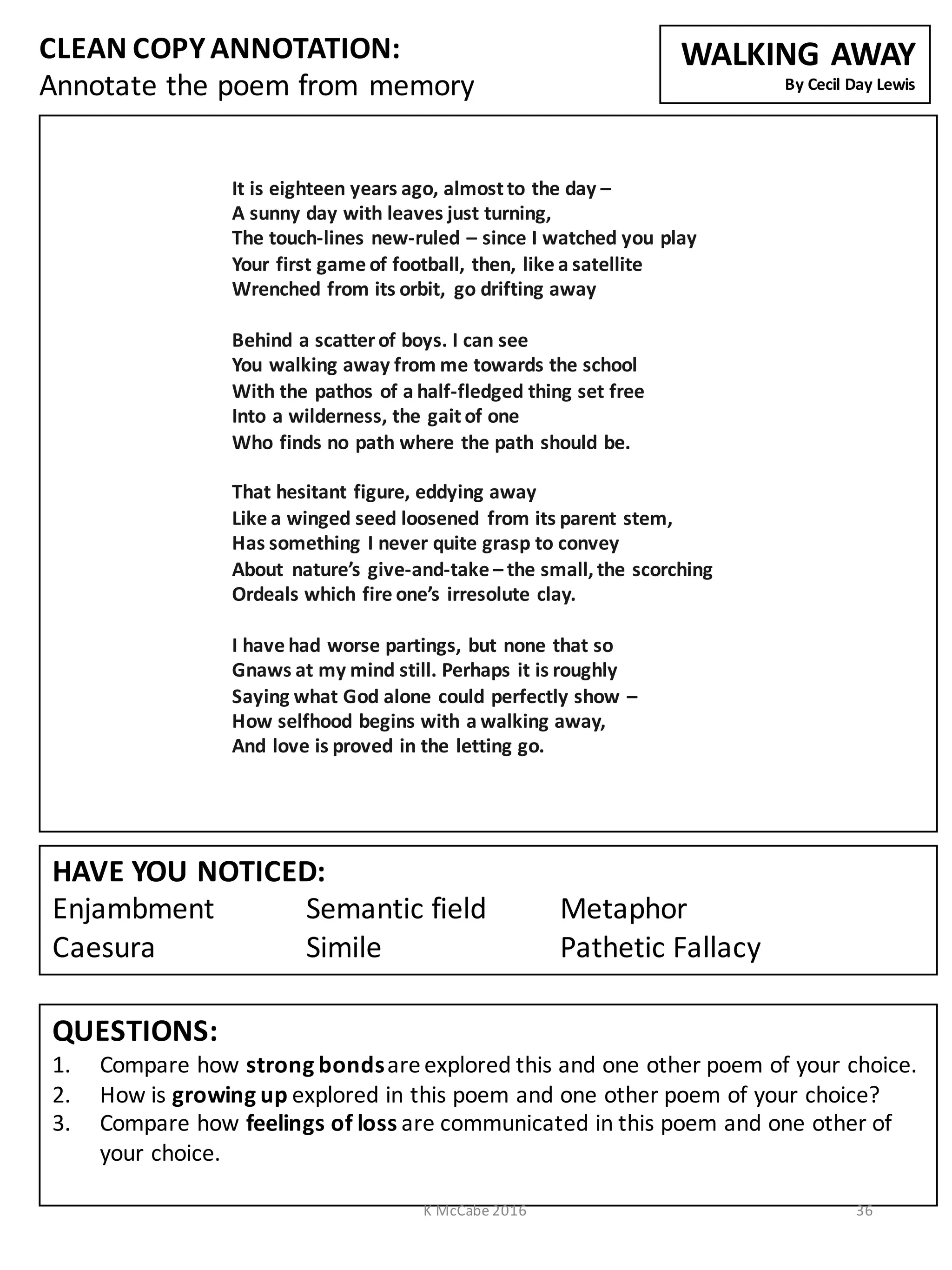 AQA Poetry Guide Love and Relationships Cluster | PDF
