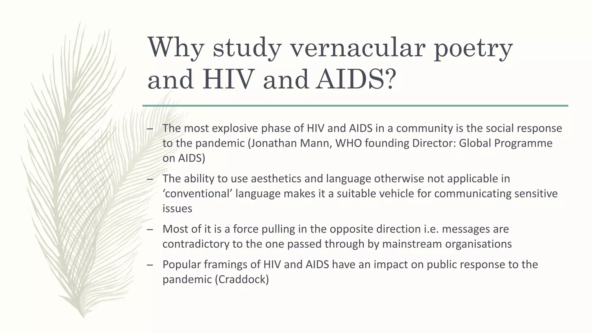 Poetry in the time of HIV and AIDS | PPT