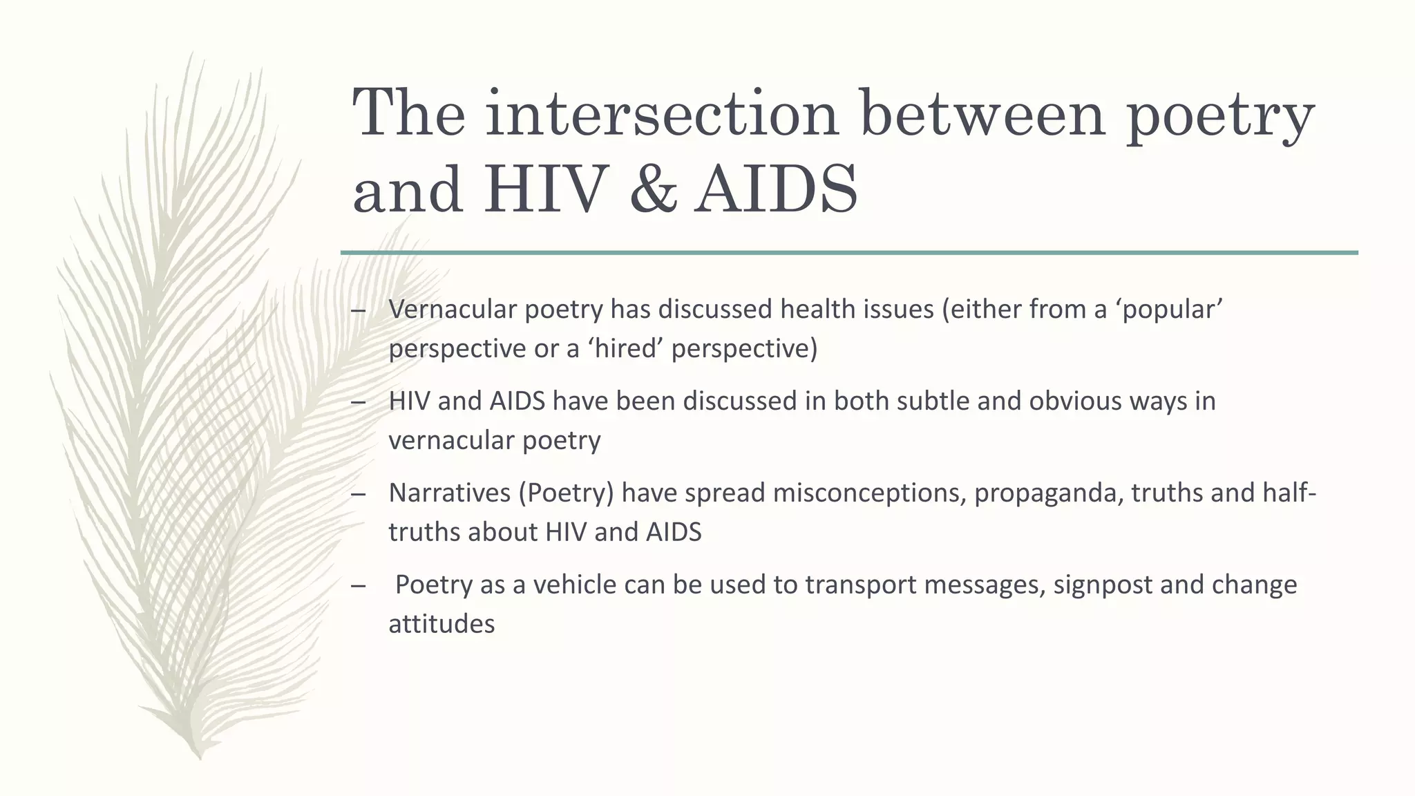 Poetry in the time of HIV and AIDS | PPT