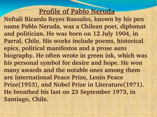 'Poetry' By Pablo Neruda | PPT
