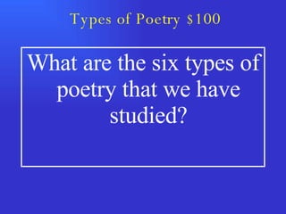 Poetry Jeopardy | PPT