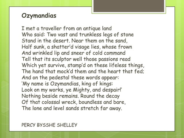 Poetry lesson 1 ozymandias | PPT