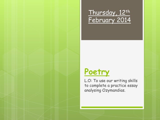Poetry lesson 2 Ozymandias | PPT
