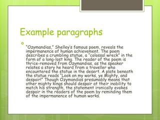 Poetry lesson 2 Ozymandias | PPT