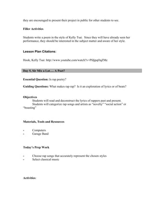 Poetry of rap_finalized_lesson_plans | PDF