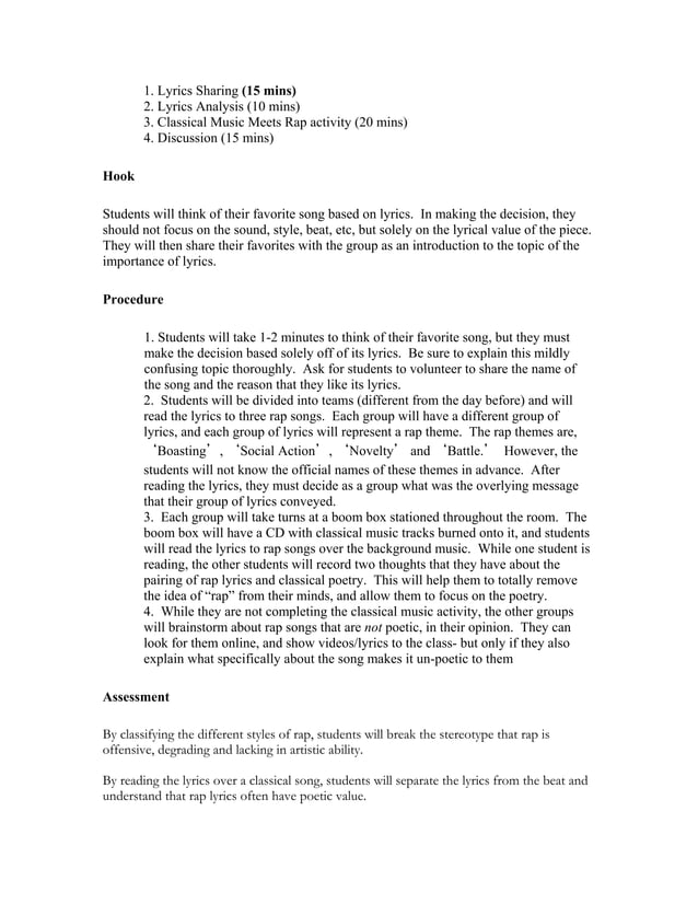 Poetry of rap_finalized_lesson_plans | PDF