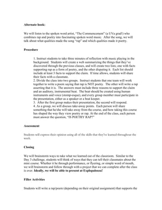 Poetry of rap_finalized_lesson_plans | PDF