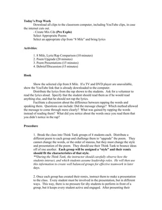 Poetry of rap_finalized_lesson_plans | PDF