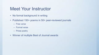 Writing Poetry Overview | PPT