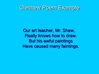 Poetryppt lit lesson_1, Presentation listing different types of poems ...