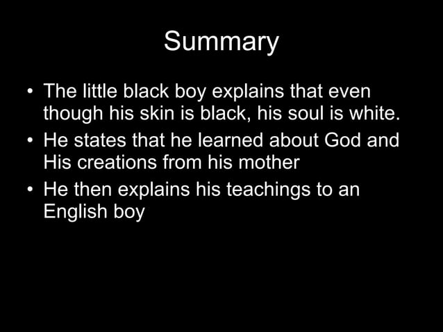 The little black boy - William Blake | PPT