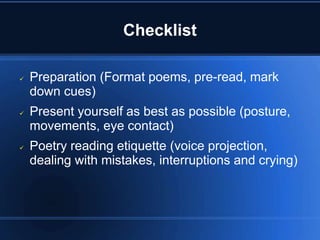 Poetry Presentation Workshop | PPT
