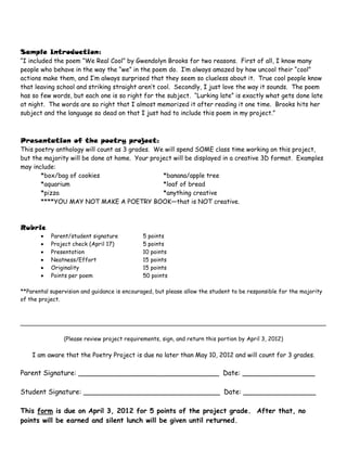 Poetry project | PDF