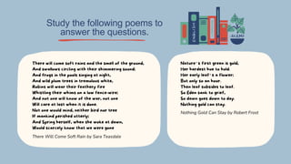 FORMS AND ELEMENTS OF POETRY QUIZ.pptx | Poetry | Books and Literature