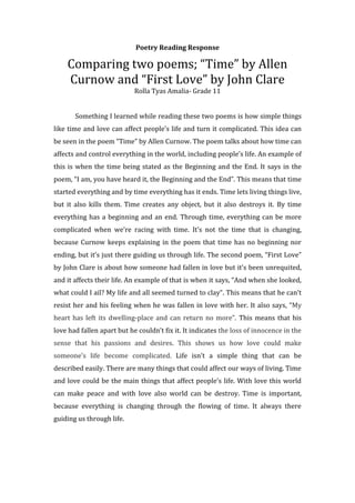 Poetry reading resopnse | PDF