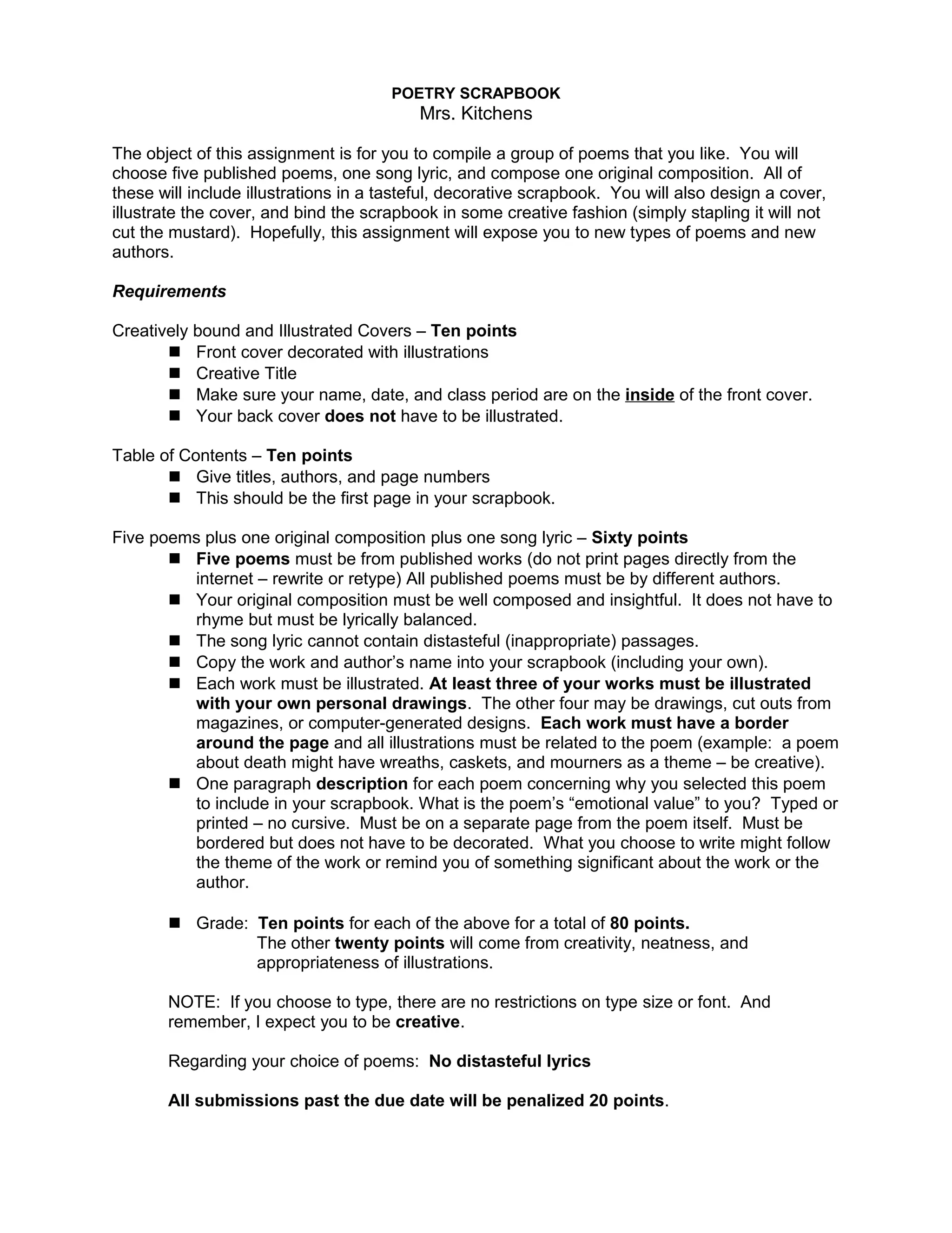 Poetry scrapbook project | DOC | Scrapbooking | Arts and Crafts