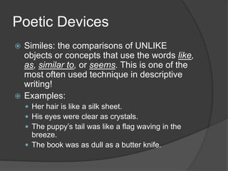 Poetry Simile Metaphor Grade 10 | PPTX