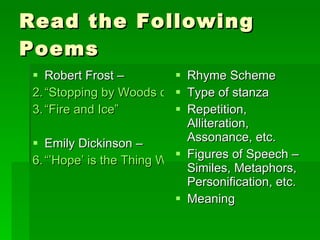Poetry student notes | PPT