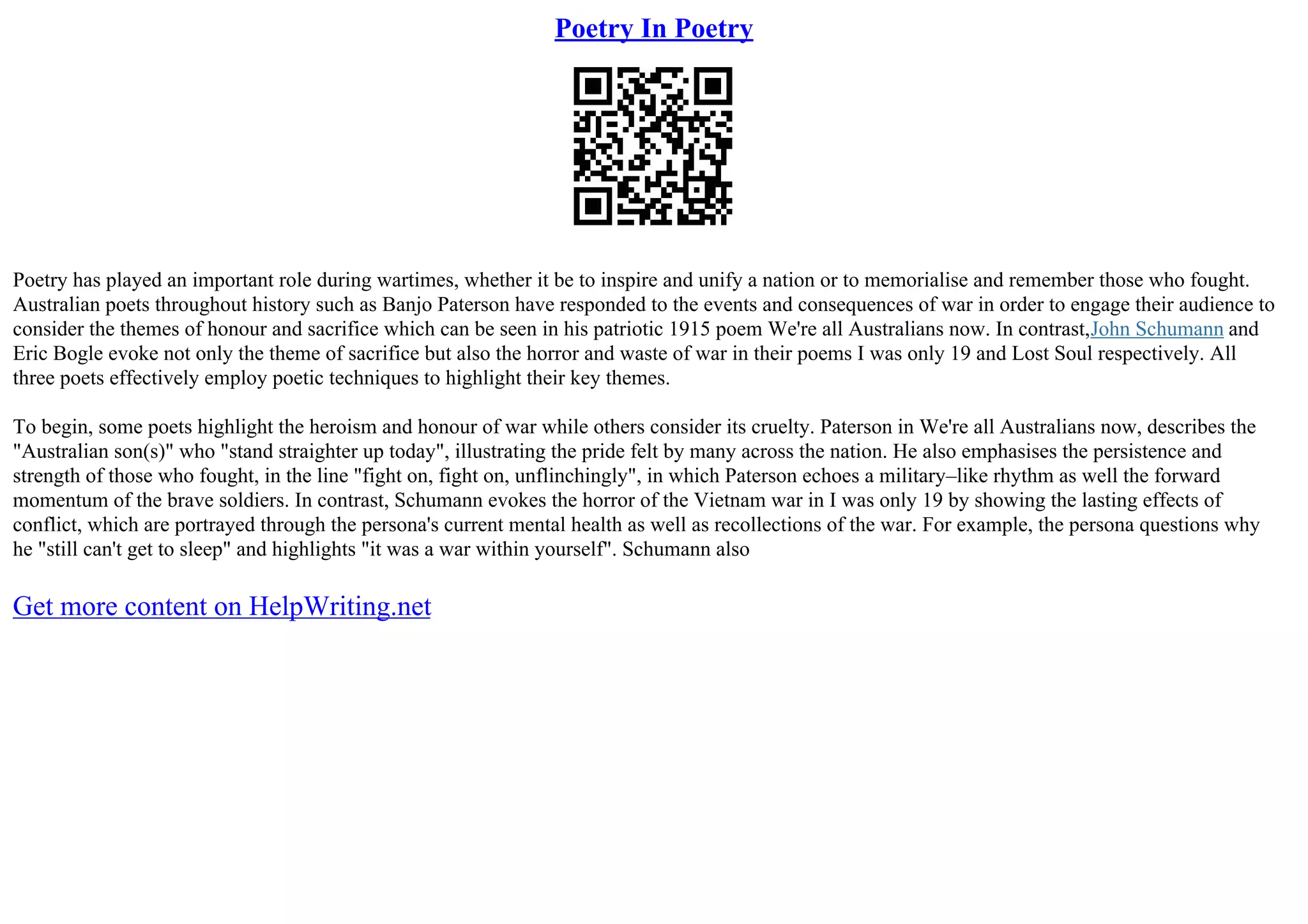 Poetry Synthesis Essay | PPT