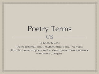 Poetry terms & types | PPTX