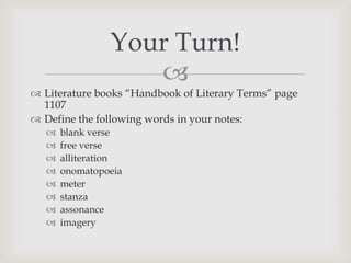 Poetry terms & types | PPTX | Poetry | Books and Literature