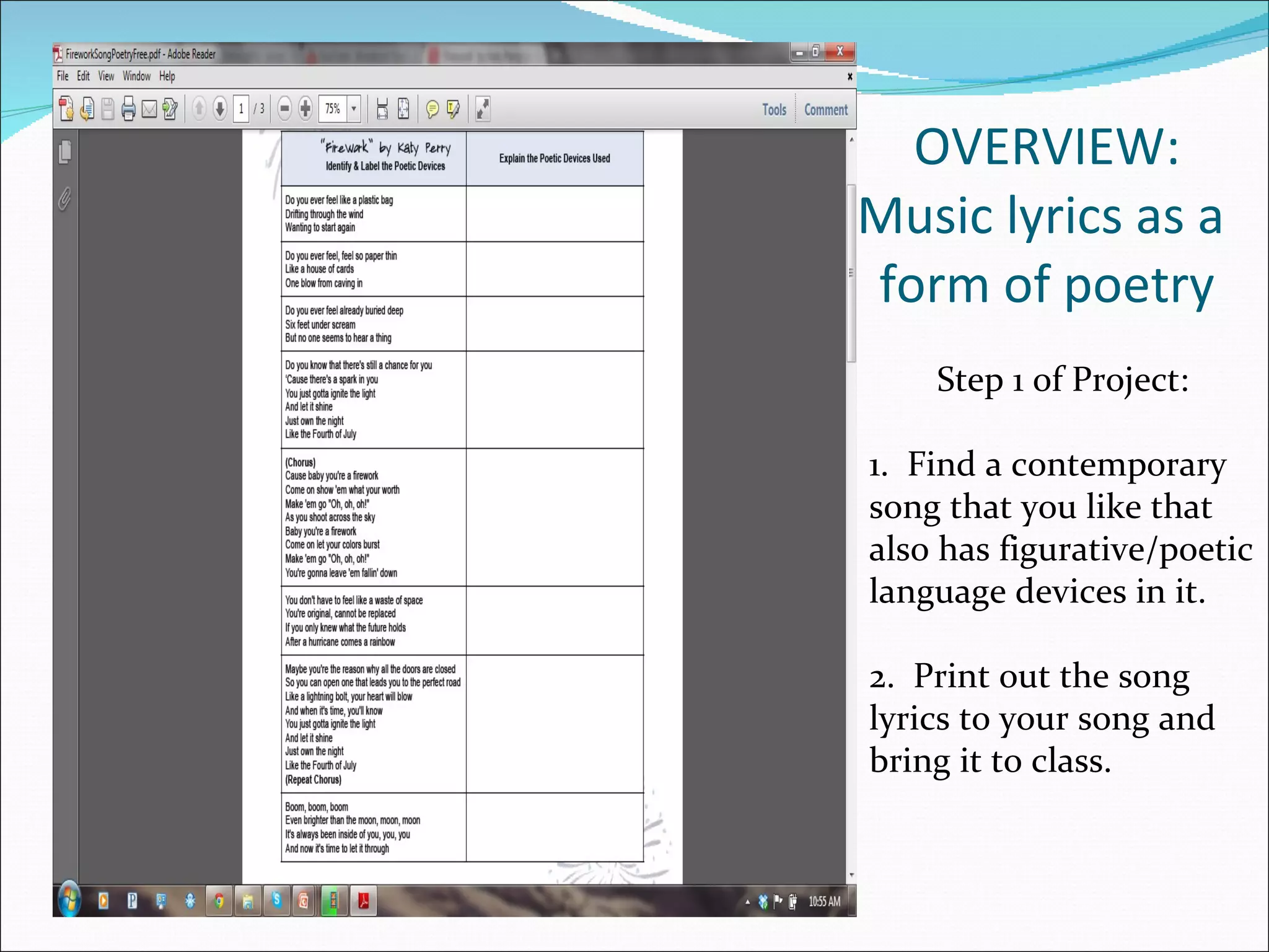 Poetry through music teacher lesson plan | PPT