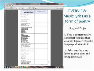 Poetry through music teacher lesson plan | PPT