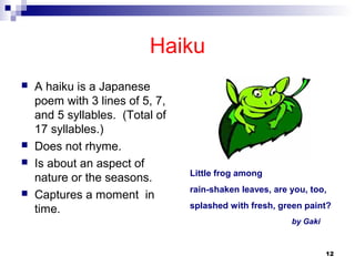 Poetry types of poems | PPT