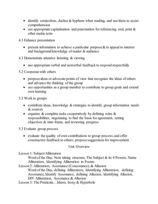 Poetry unit plan | DOCX | Homework and Study | Education