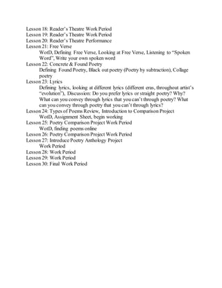 Poetry unit plan | DOCX | Homework and Study | Education