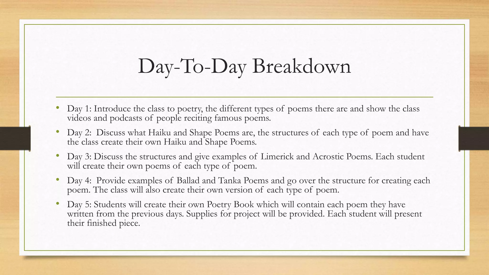 Poetry Unit Plan PowerPoint | PPTX