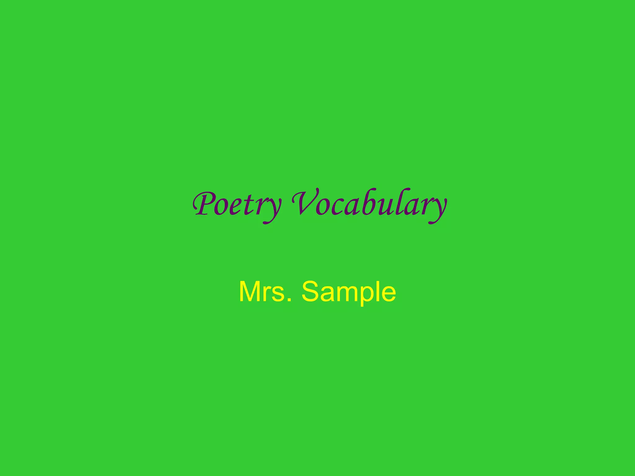 Poetry Vocabulary | PPT
