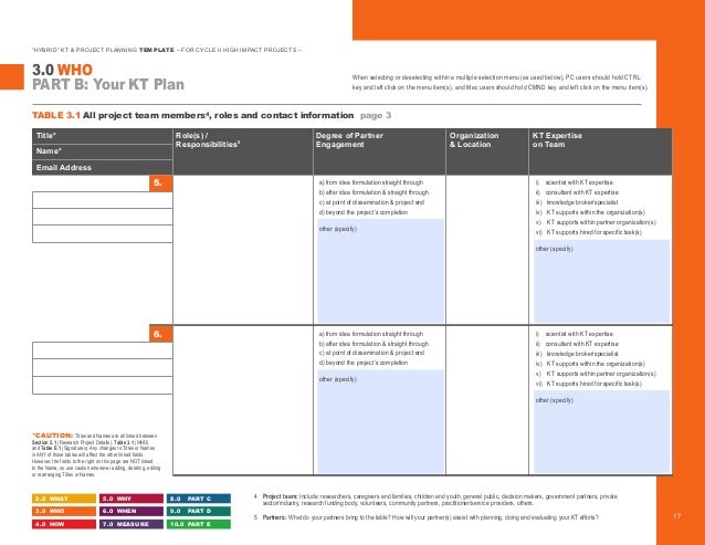"Hybrid" KT & Project Planning Template