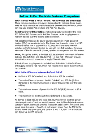 Po e vs. poe+. the main features comparison | DOCX | Internet of Things ...