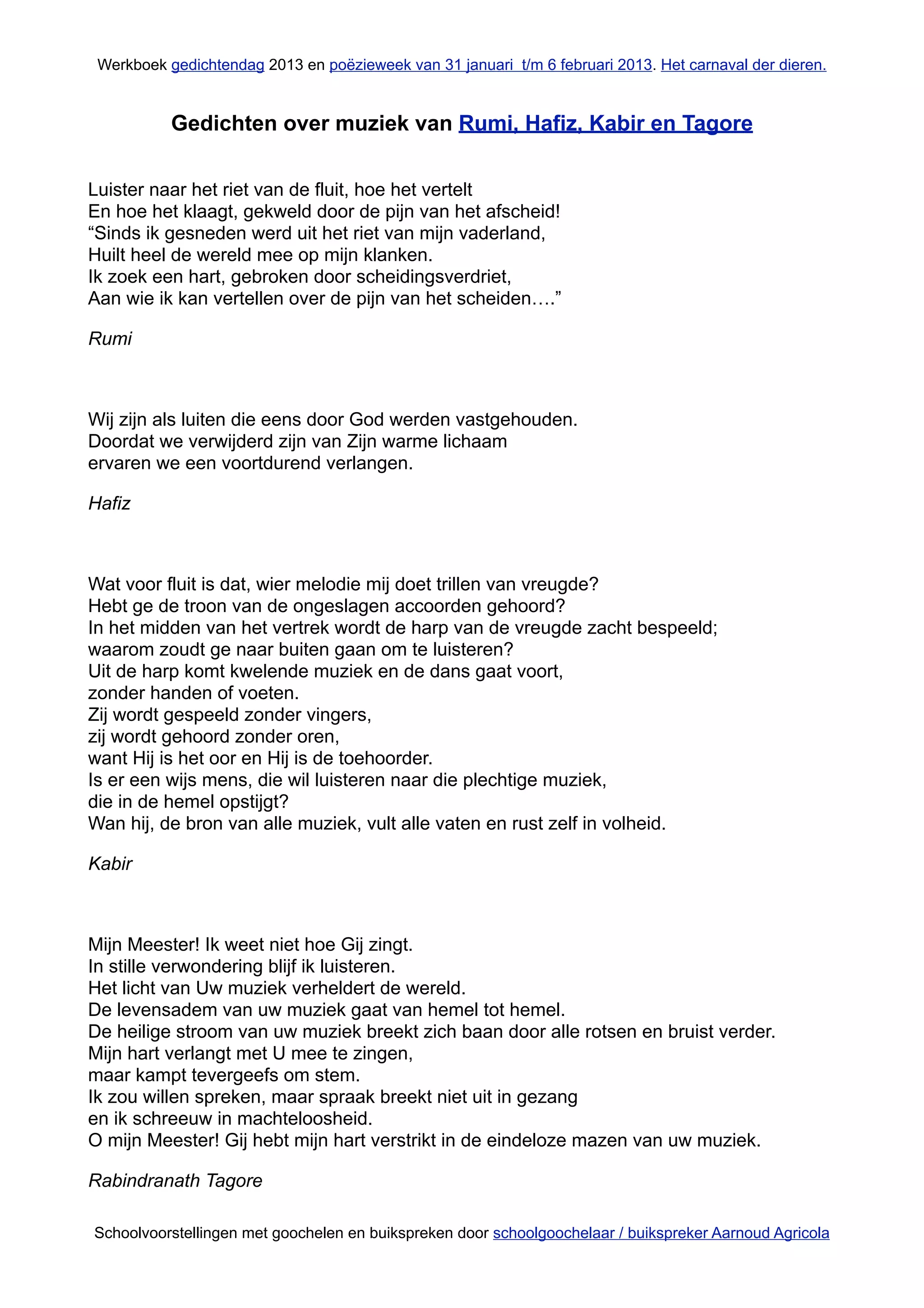Poezie en muziek werkboek over het carnaval der dieren van ...