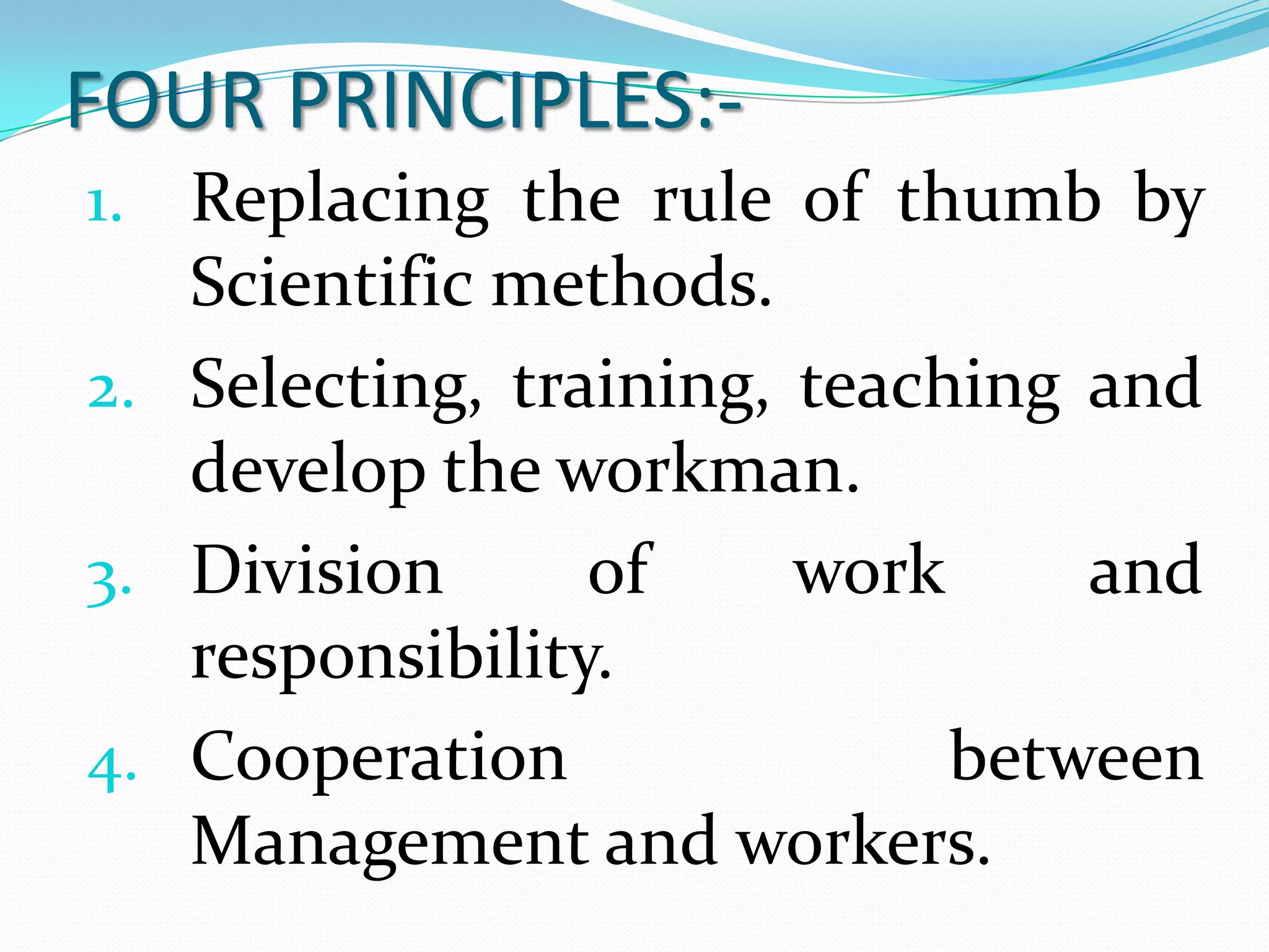 Principles of Scientific Management (F.W. Taylor) | PPTX