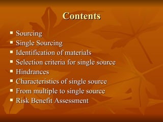 Single Sourcing | PPT