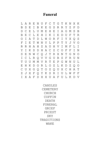 Funeral traditions in Poland Word Search | DOCX