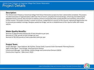 Pohick Creek Tributary at Greentree Village Park Stream Restoration | PPTX