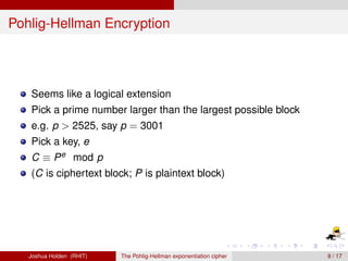 The Pohlig-Hellman Exponentiation Cipher as a Bridge Between Classical ...