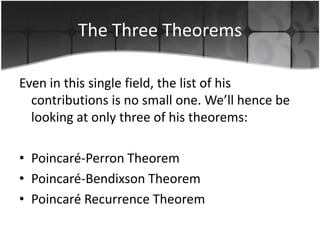 Three Theorems of Poincare | PPTX