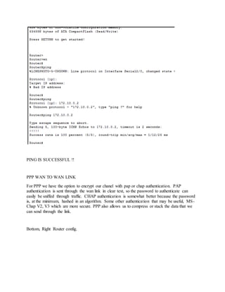 Packet Tracer: WAN, point to point links. | PDF